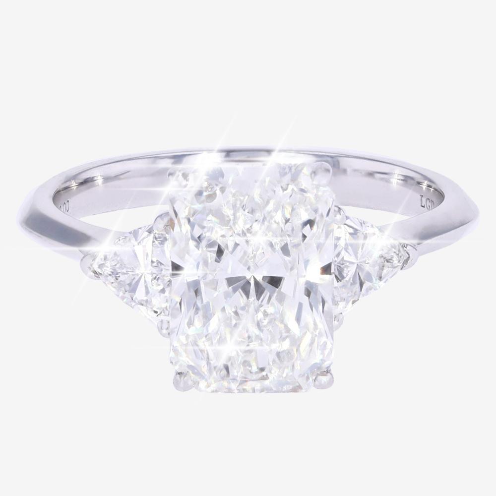 18ct White Gold Real Diamond Lab-Grown Radiant Cut + Trillion 3.00ct ...