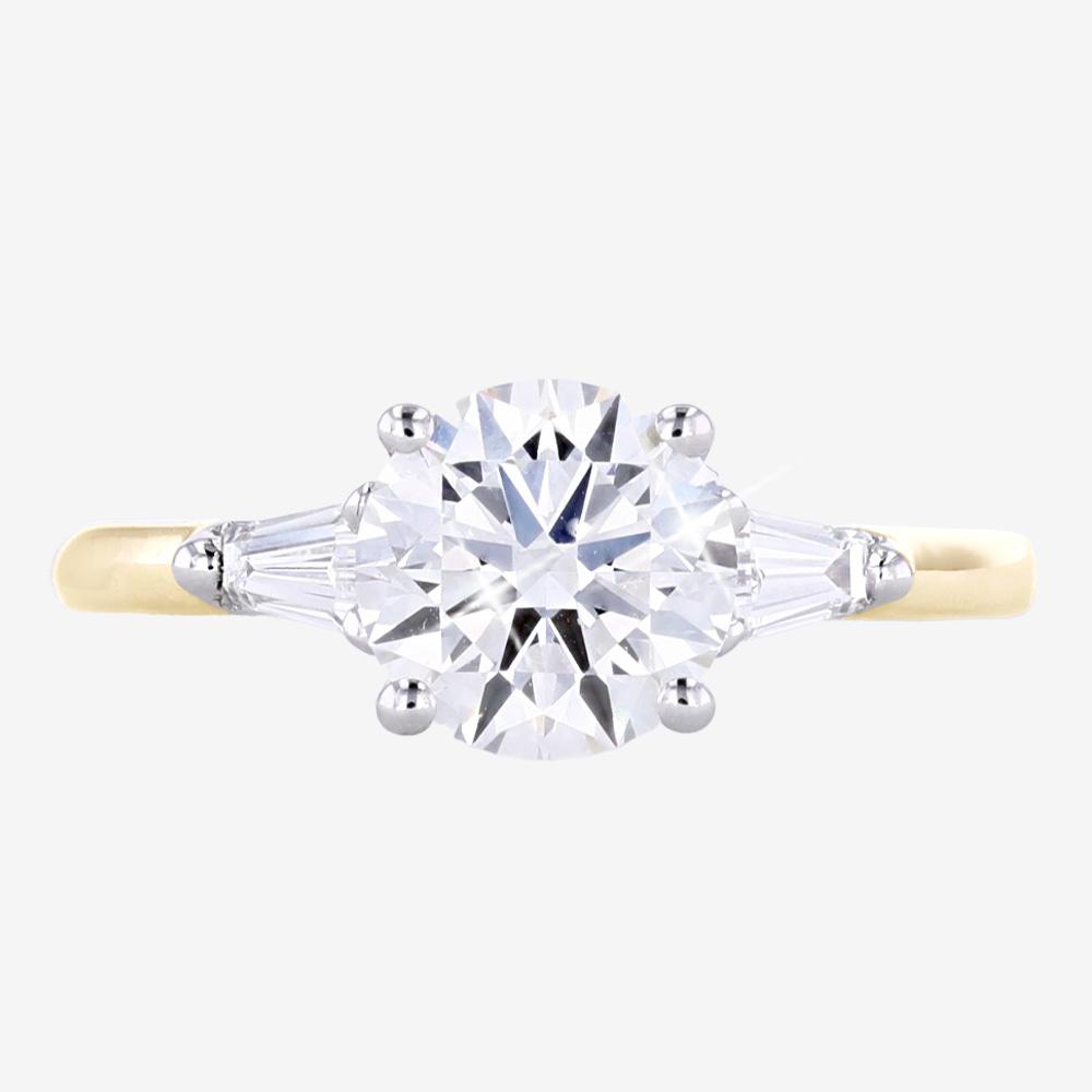 18ct Gold Real Diamond Lab-Grown Ring, Solitaire + Baguettes 2.00ct | WJ