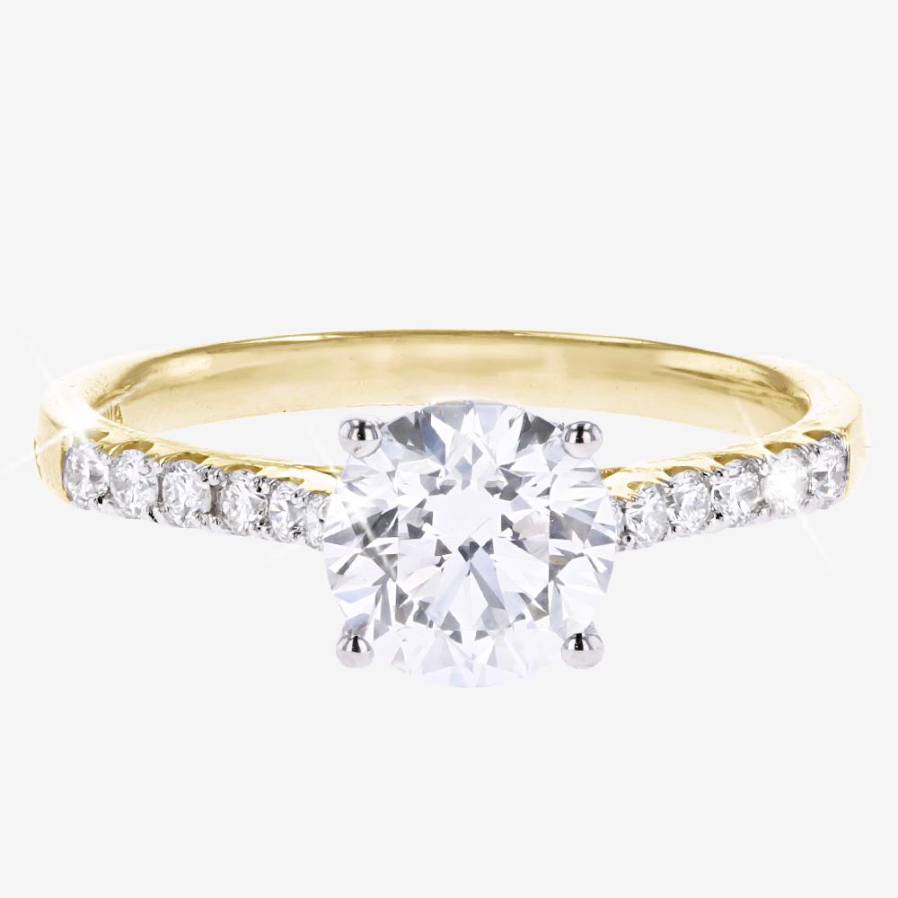 9ct Gold Real Diamond Lab-Grown Ring, Diamond Set Shoulders 1.50ct ...