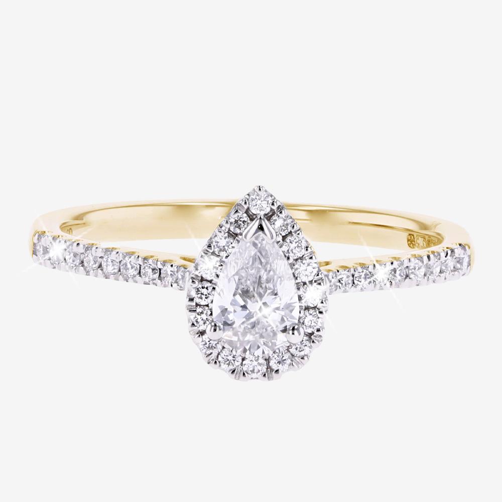 9ct Gold Real Diamond Lab-Grown Cluster Ring, Pear .50ct | Warren James
