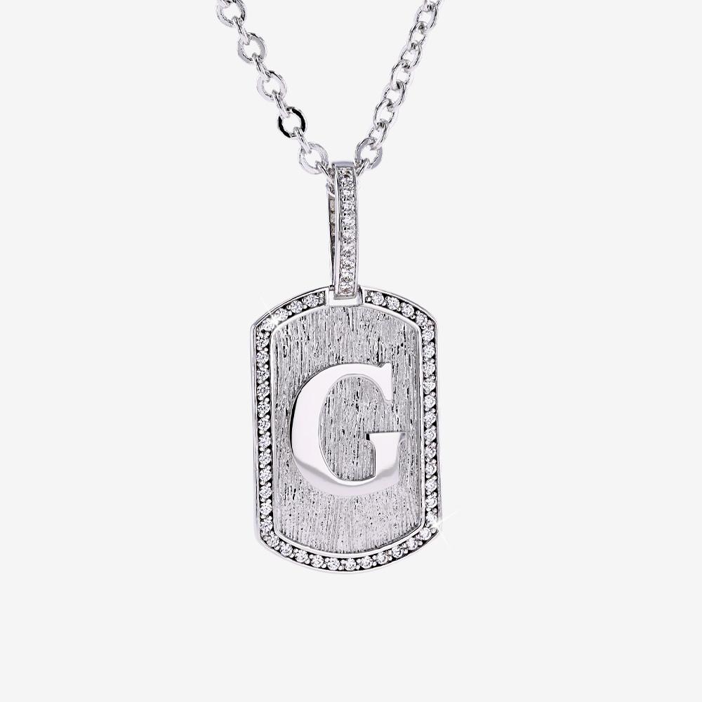 Mens Iced G Initial Tag Pendant & Chain | Warren James