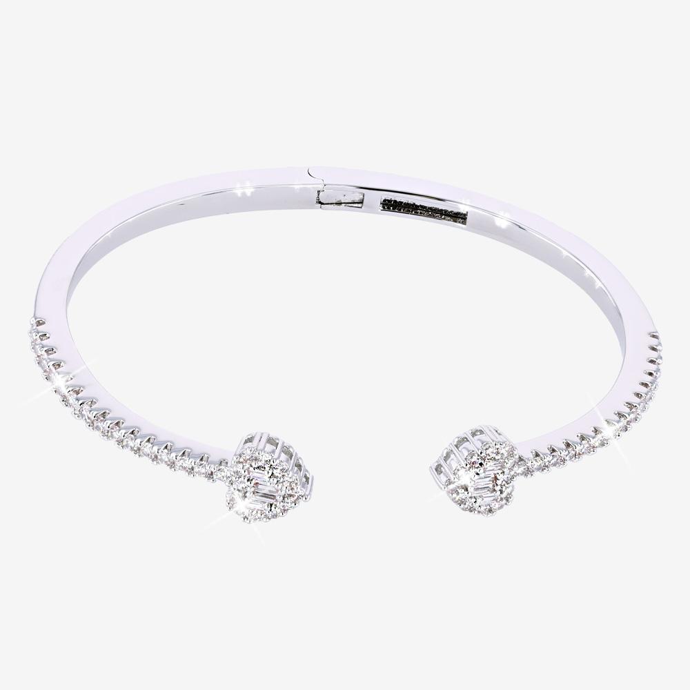 DiamonFlash Heart Bangle, Baguette 60mm | Warren James