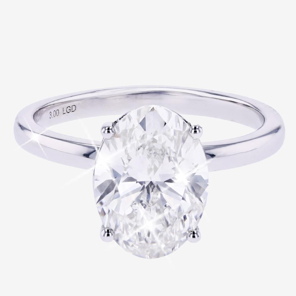 Platinum Real Diamond Lab-Grown Solitaire, 3.00ct Oval | Warren James