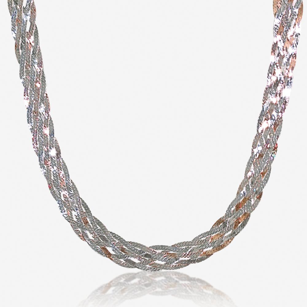 Avdotia Sterling Silver 18 Two Colour Braid Chain Necklace