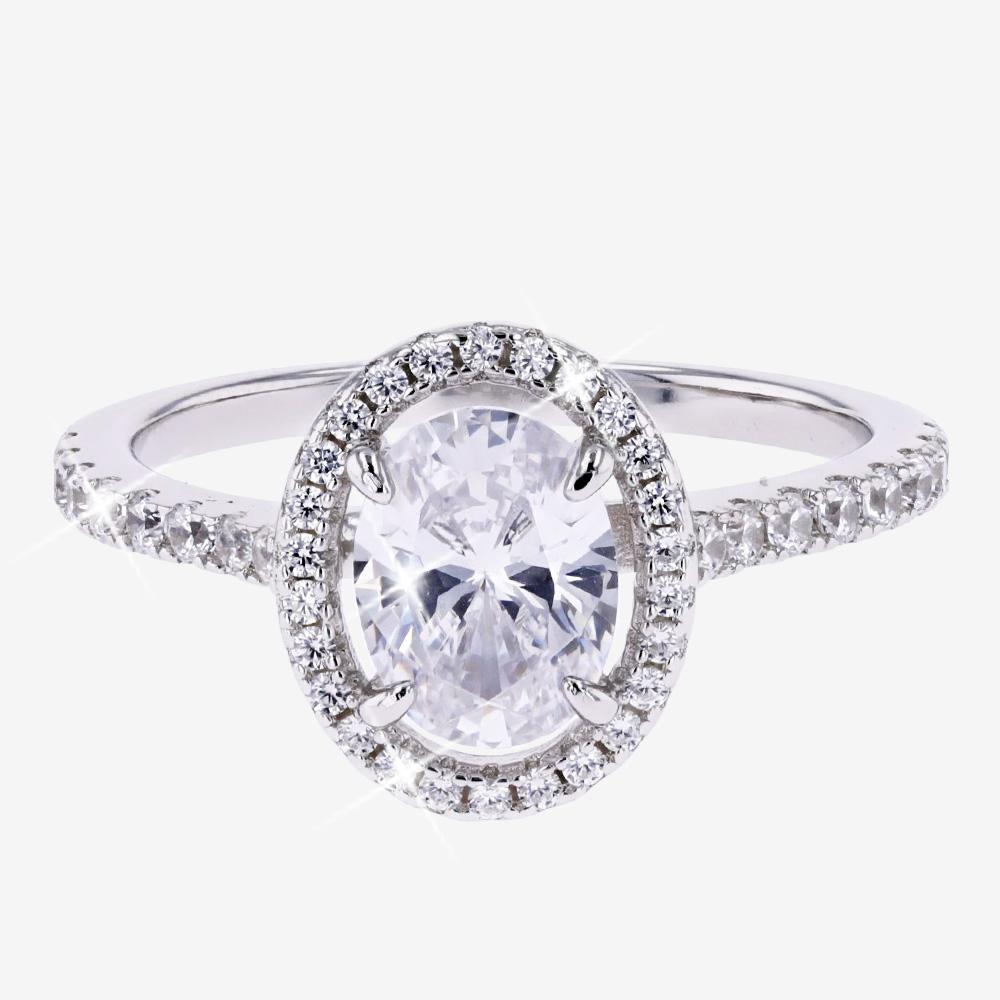 Silver DiamonFlash Oval Halo Ring | Warren James