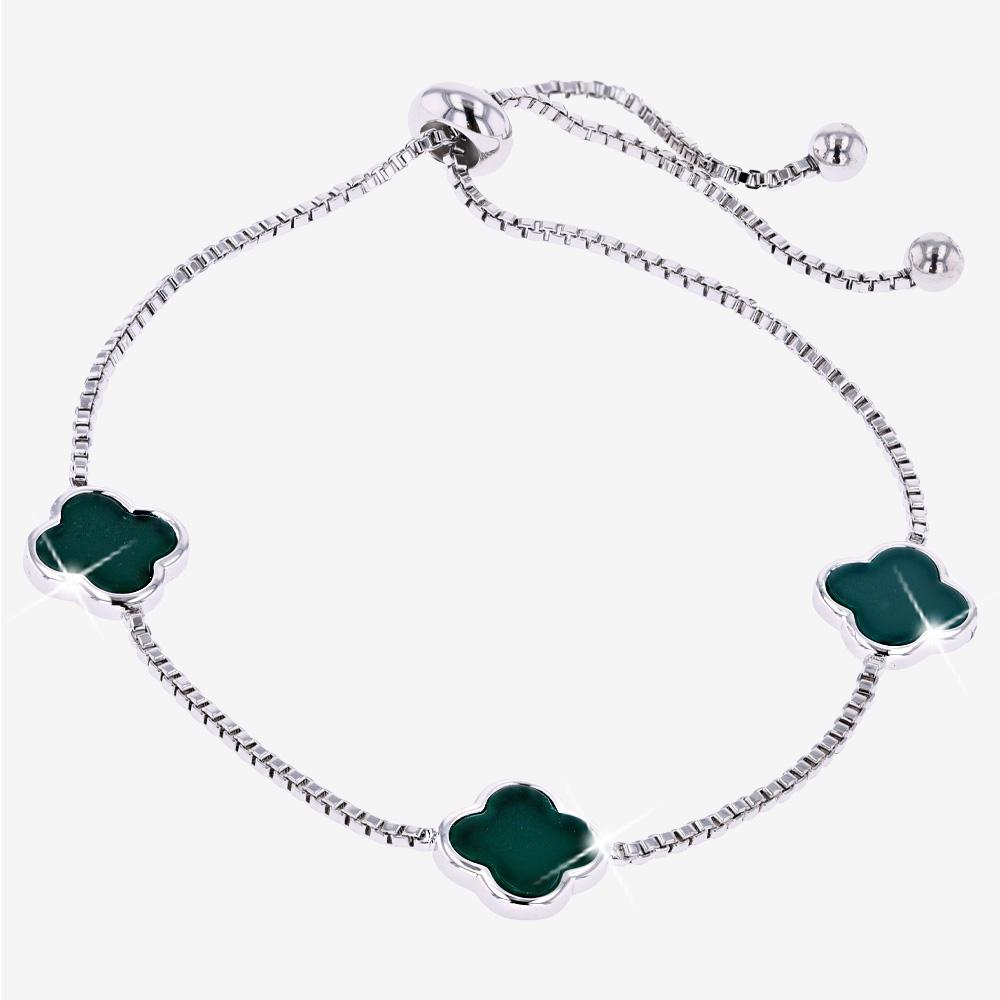 Real Agate 4 Leaf Clover Bracelet | Warren James