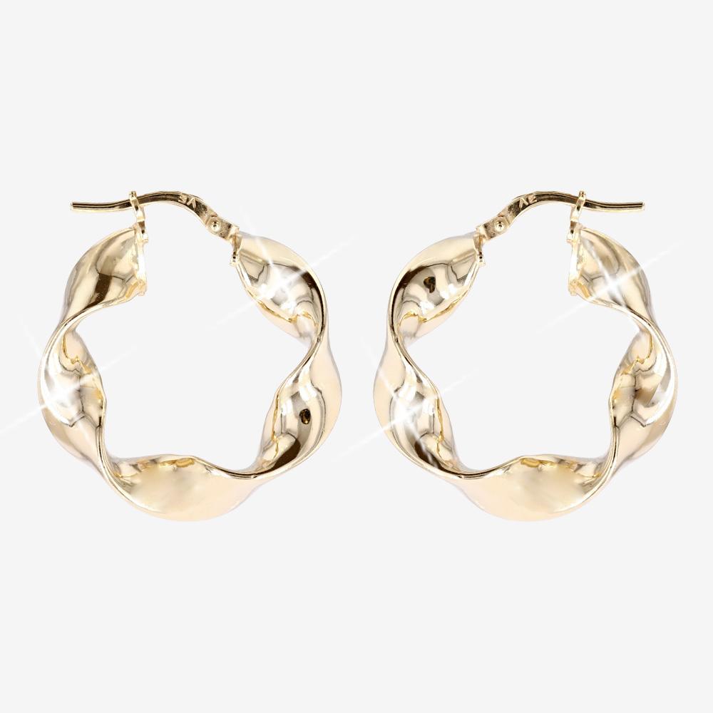 18ct Gold Vermeil On Silver Chunky Wave Hoops 25mm | Warren James