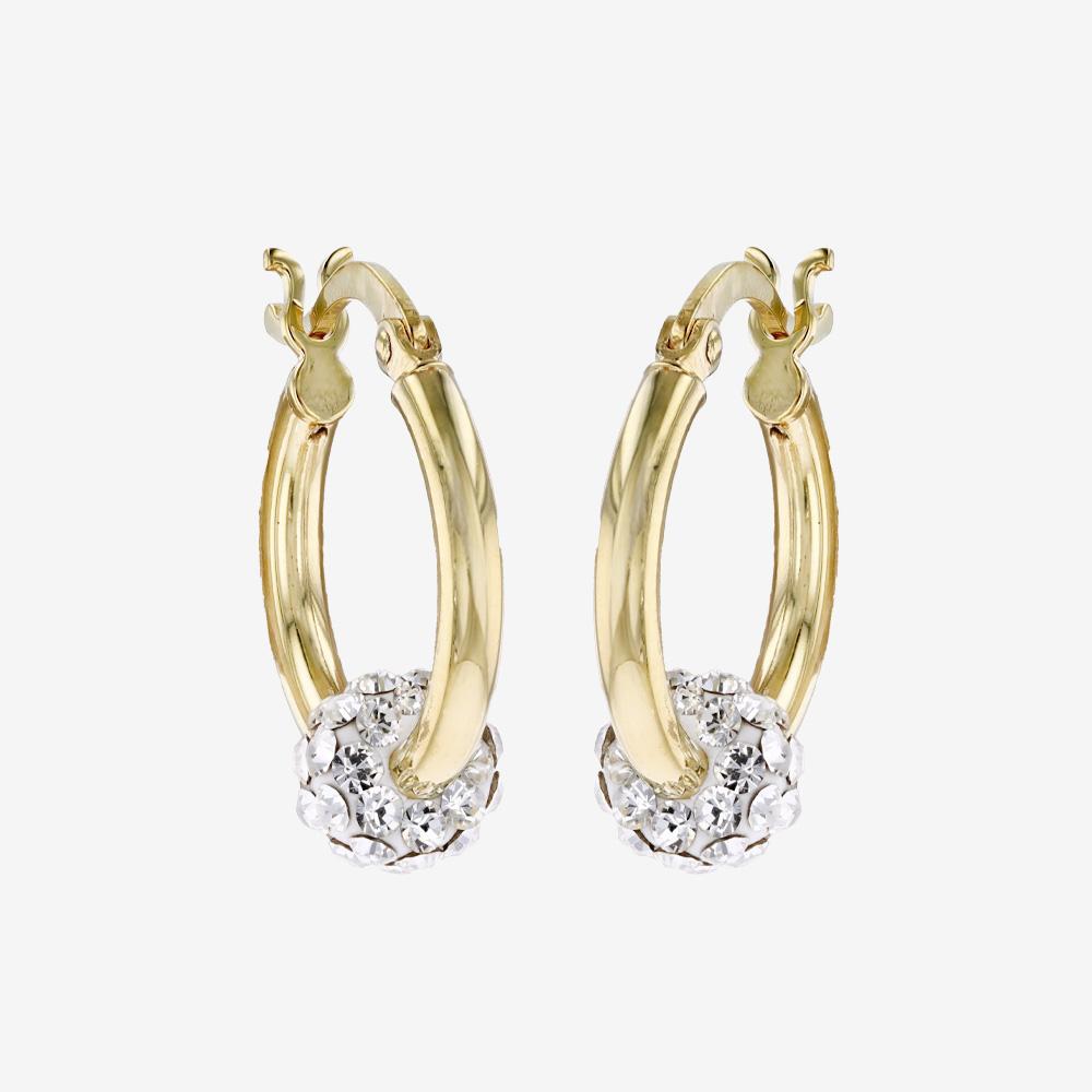 18ct Gold Vermeil On Silver Hoops With Crystal Bead 18mm | Warren James